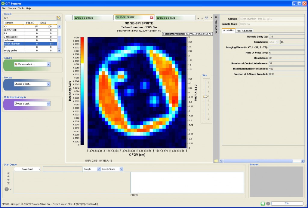 Teflon phantom 2D slice of 3D image - MR Solutions